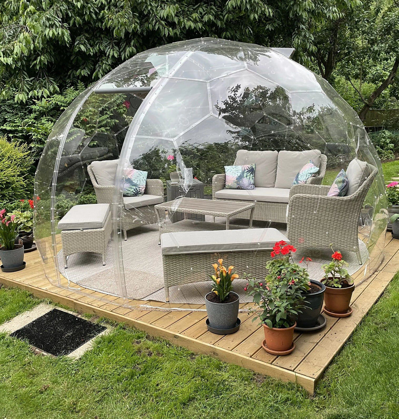 GeoDomeX Clear DIY Self Build Outdoor Geodesic Dome Room Garden Igloo ...